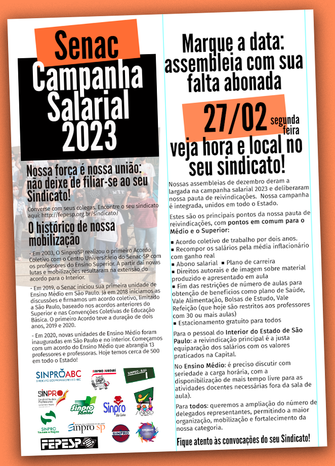 Senac 2023 - marque a data: assembleia com sua falta abonada vai ser 27 ...